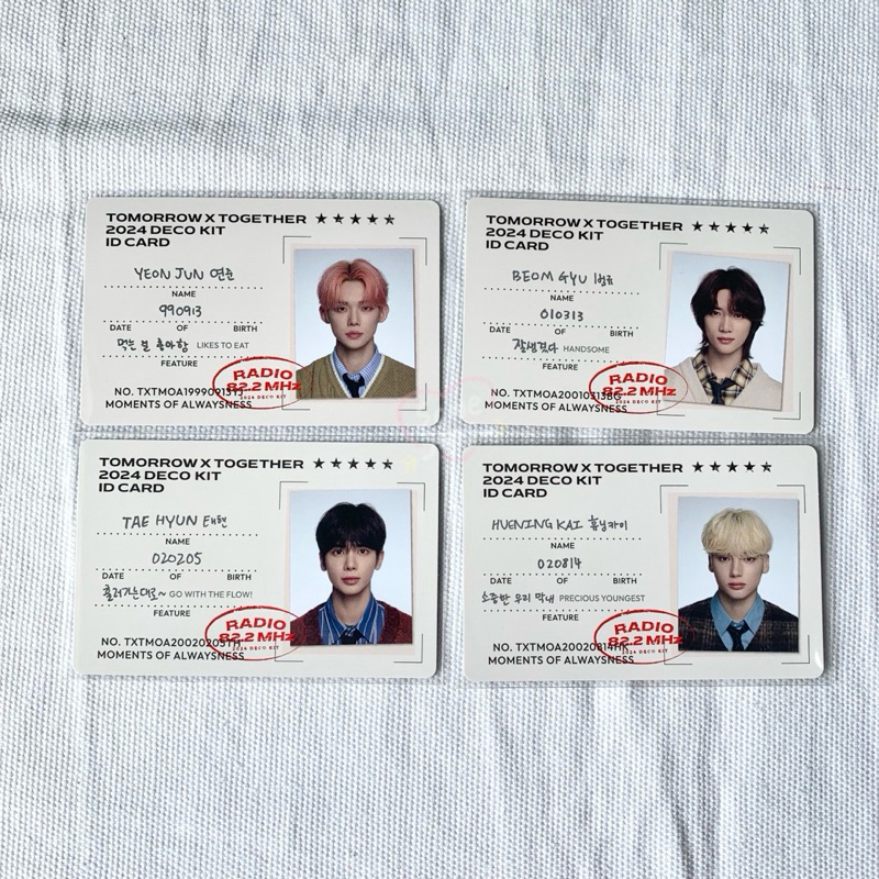 Txt Deco kit 2024 id card yeonjun beomgyu taehyun hueningkai Tomorrow x ...