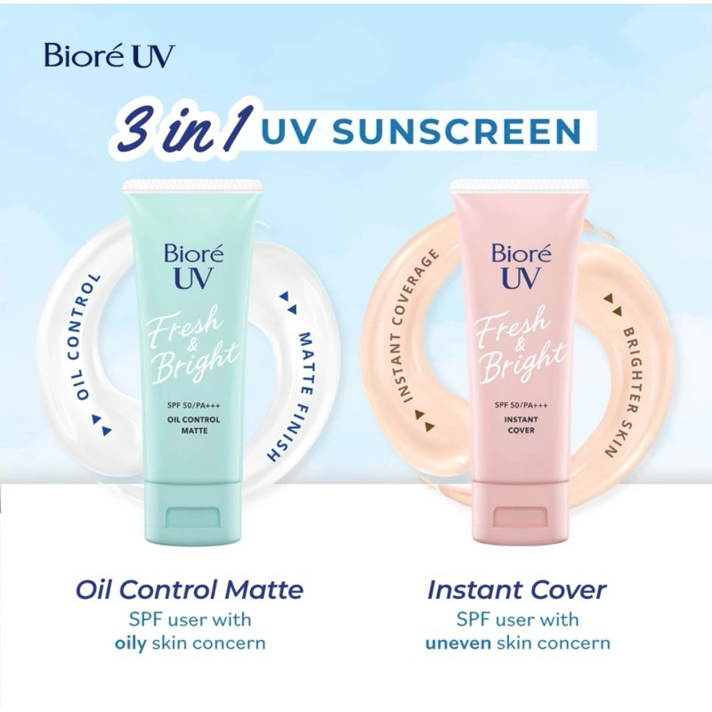 Biore UV Fresh & Bright Oil Control Matte Sunscreen SPF 50 PA ...