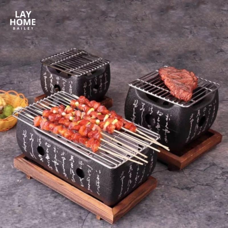 Japanese Meat BBQ Charcoal Grill Tool Korean Grill Pan Portable ...