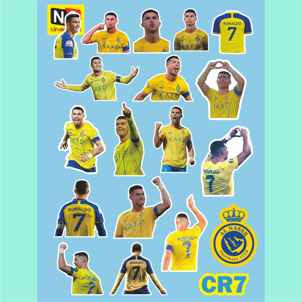 Sticker CR7 Ronaldo Al-Nassr Pack - Height 3-5cm, For Tumblr Laptop ...