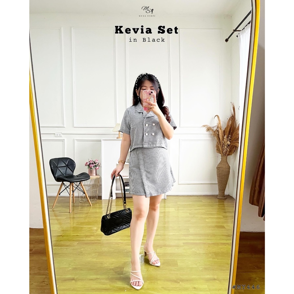 (MY446) Kevia Adult Women's Houndstooth Set Skort Suit | Shopee Philippines