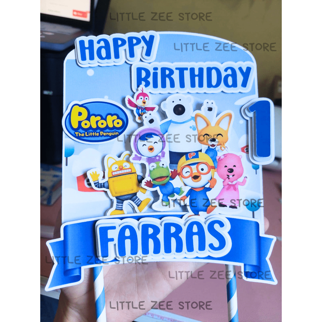 Pororo 3D cake topper / 3D pororo cake topper / 3D cake decoration ...