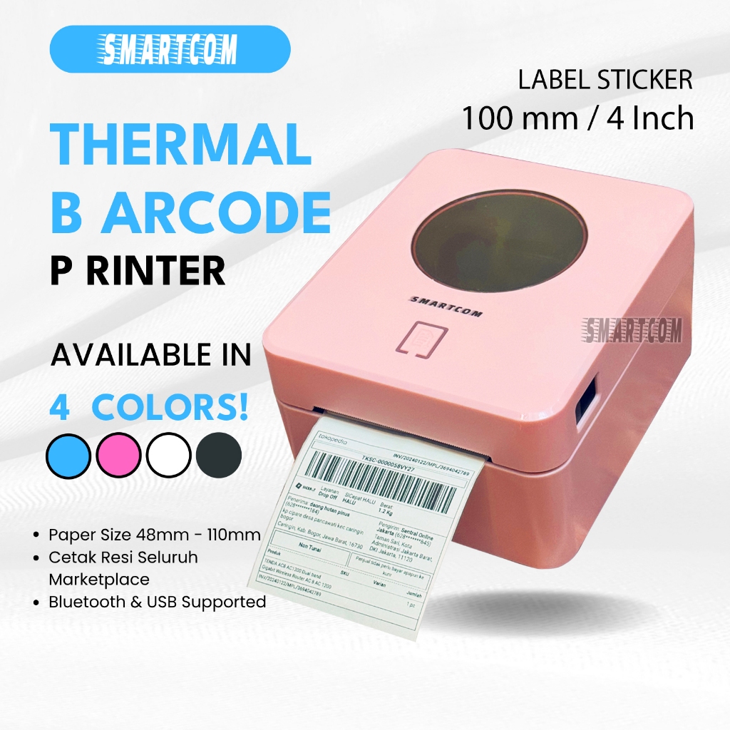 Thermal Barcode Printer Label Receipt 4 Inch Barcode Printer Bluetooth ...