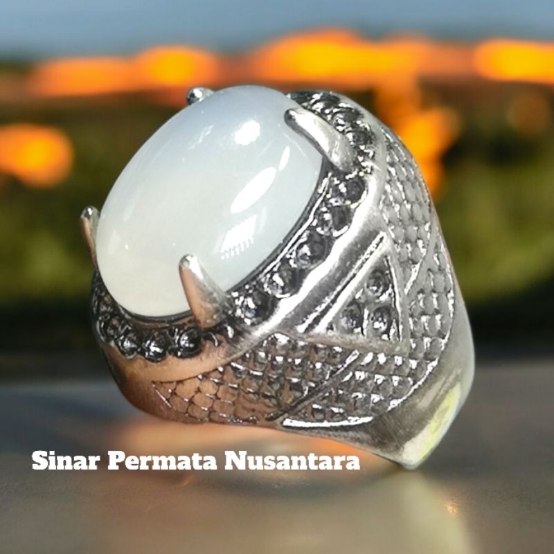 PUTIH NATURAL STONE RING WHITE AKIK CHALCEDONNY | Shopee Philippines