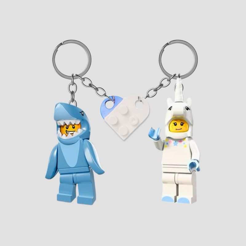 Dhis Project Shiny Keychain LEGO Minifigure Blue Shark & White Unicorn ...