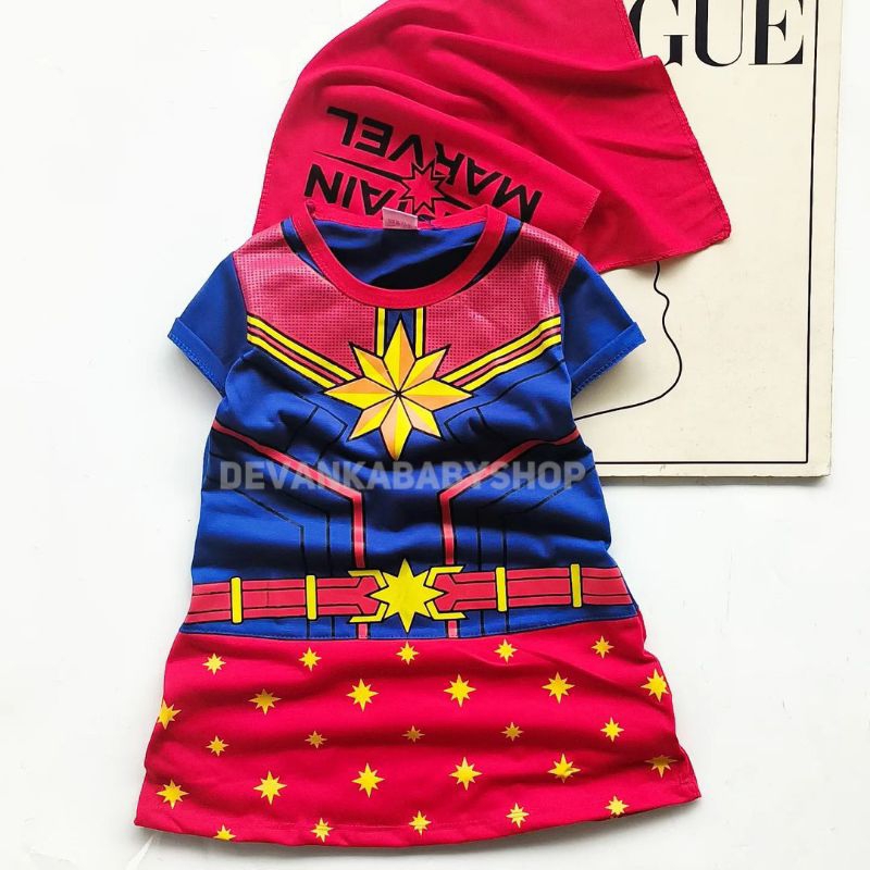 Girls' dress with super hero motif, captain girl's superhero suit with ...