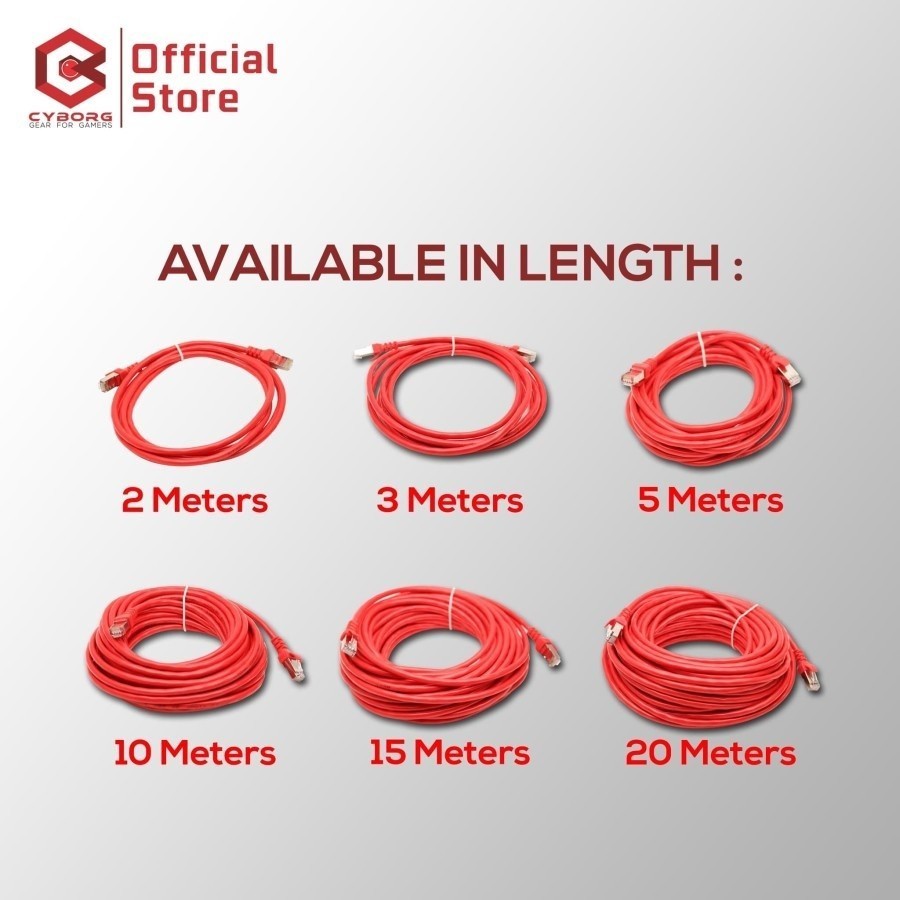 Cyborg Cat6 Lan Cable 2M 3M 5M 10M 15M 20M - RJ45 Cat6 Gigabit UTP ...
