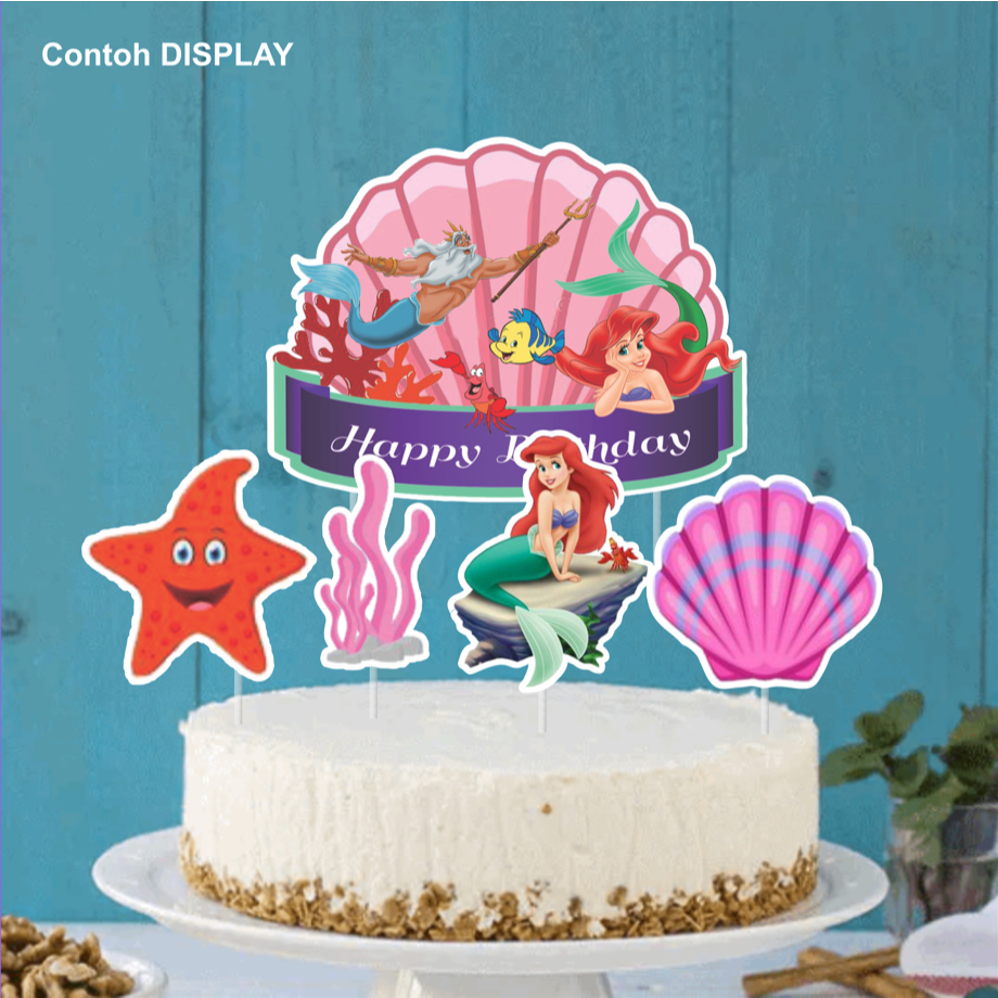 Cute Cool Cartoon Princess Ariel Paper Cake Topper | Shopee Philippines