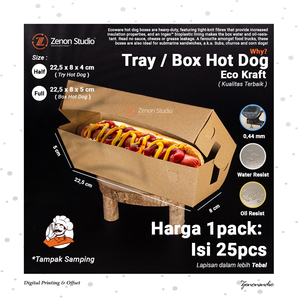 [25pcs] Try/box Hot Dog Packaging Grilled Sausage Box Satay Dus Corn ...