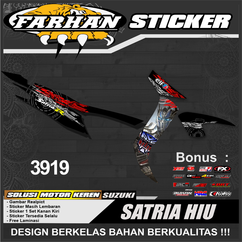 F3919 Striping Sticker Set Right Left Motorcycle Suzuki Satria Hiu Lis ...