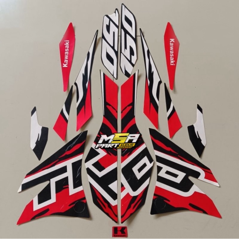 MERAH Striping strip stickers stickers lis polet body kawasaki d ...