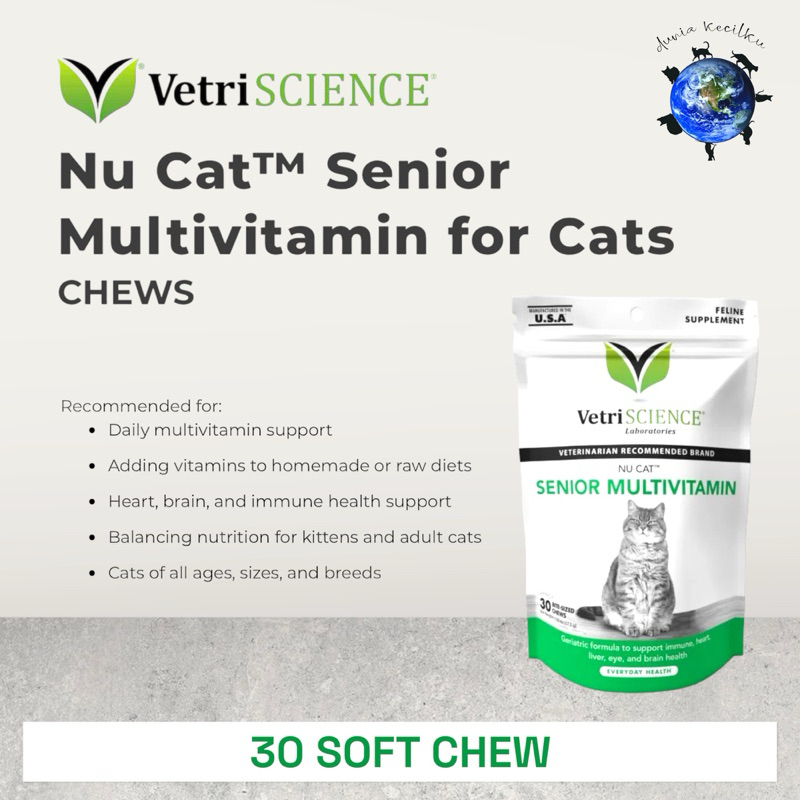 Vetriscience Nu Cat Senior Multivitamin For Cats - Supplement For ...