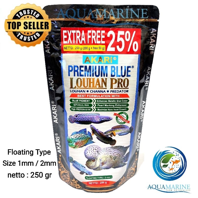 Akari Premium Blue Louhan Pro Channa Fish Pellets Flowerhorn Predator ...