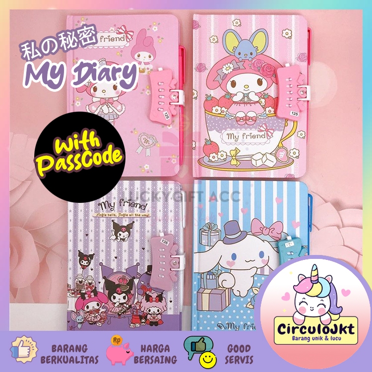 Daily DIARY BOOK WITH LOCK AND PEN /NOTE SANRIO PEN SET WITH SAFETY KEY ...
