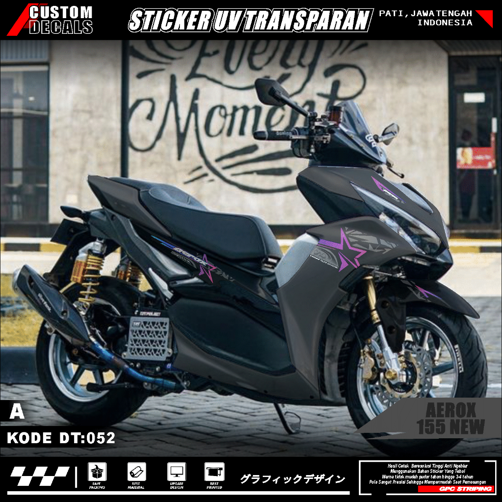 Aerox 155 NEW TRANSPARENT STRIPING COOL SIMPLE STAR DESIGN VARIATION ...