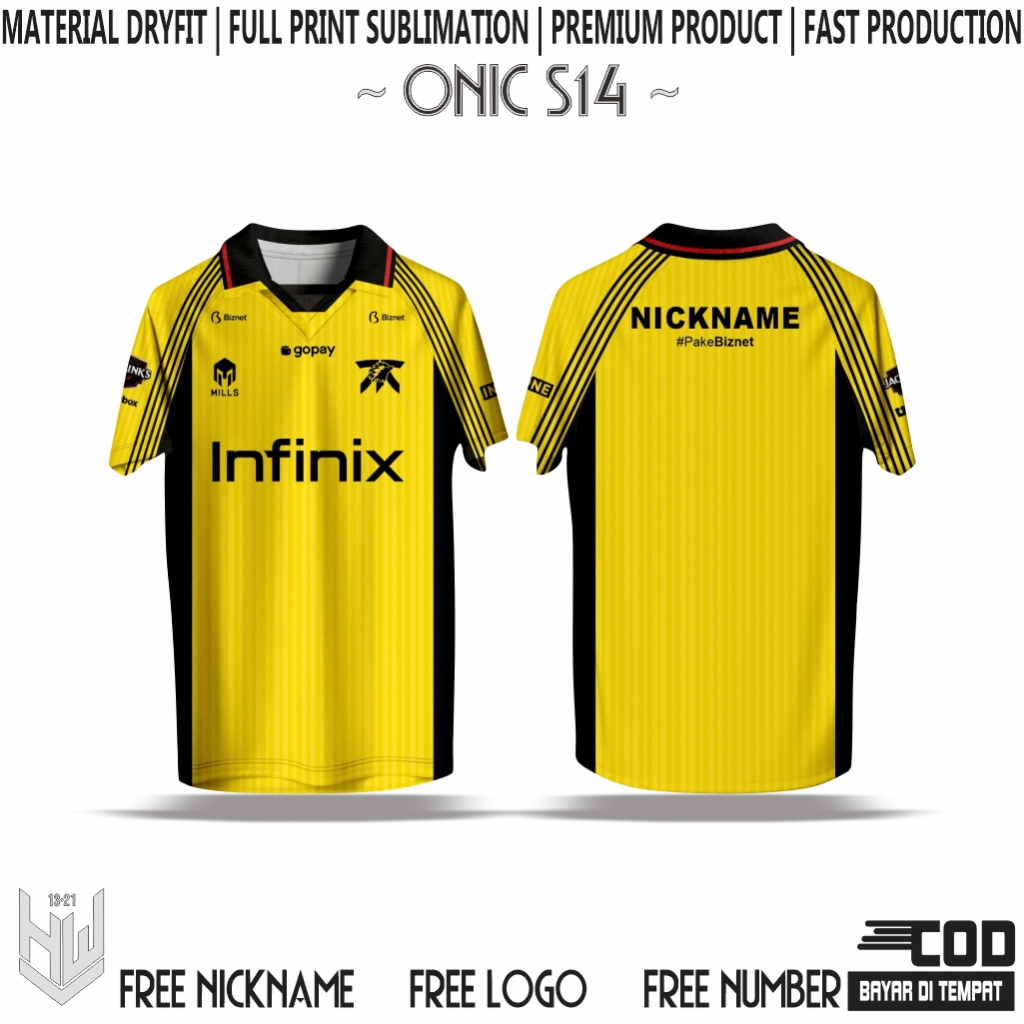 New ONIC ESPORT Jersey 2024 Season 14 Yellow Home Full Printing Premium ...