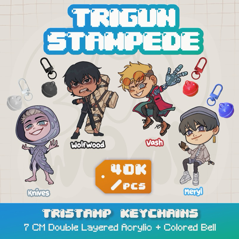 Trigun Stampede Keychain Vash Wolfwood Knives Meryl Anime Kawaii Chibi ...