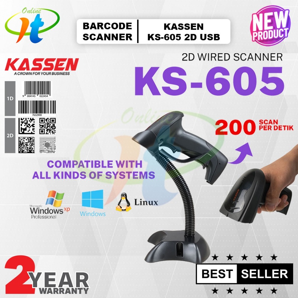 Kassen KS605 Barcode Scanner E-Invoice KS-605 QR Code USB 1D 2D Scan ...
