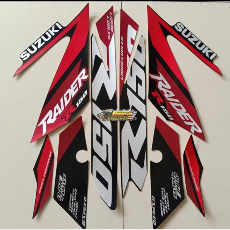 MERAH Suzuki Satria Fu raider facelift 2024 SE black striping sticker ...