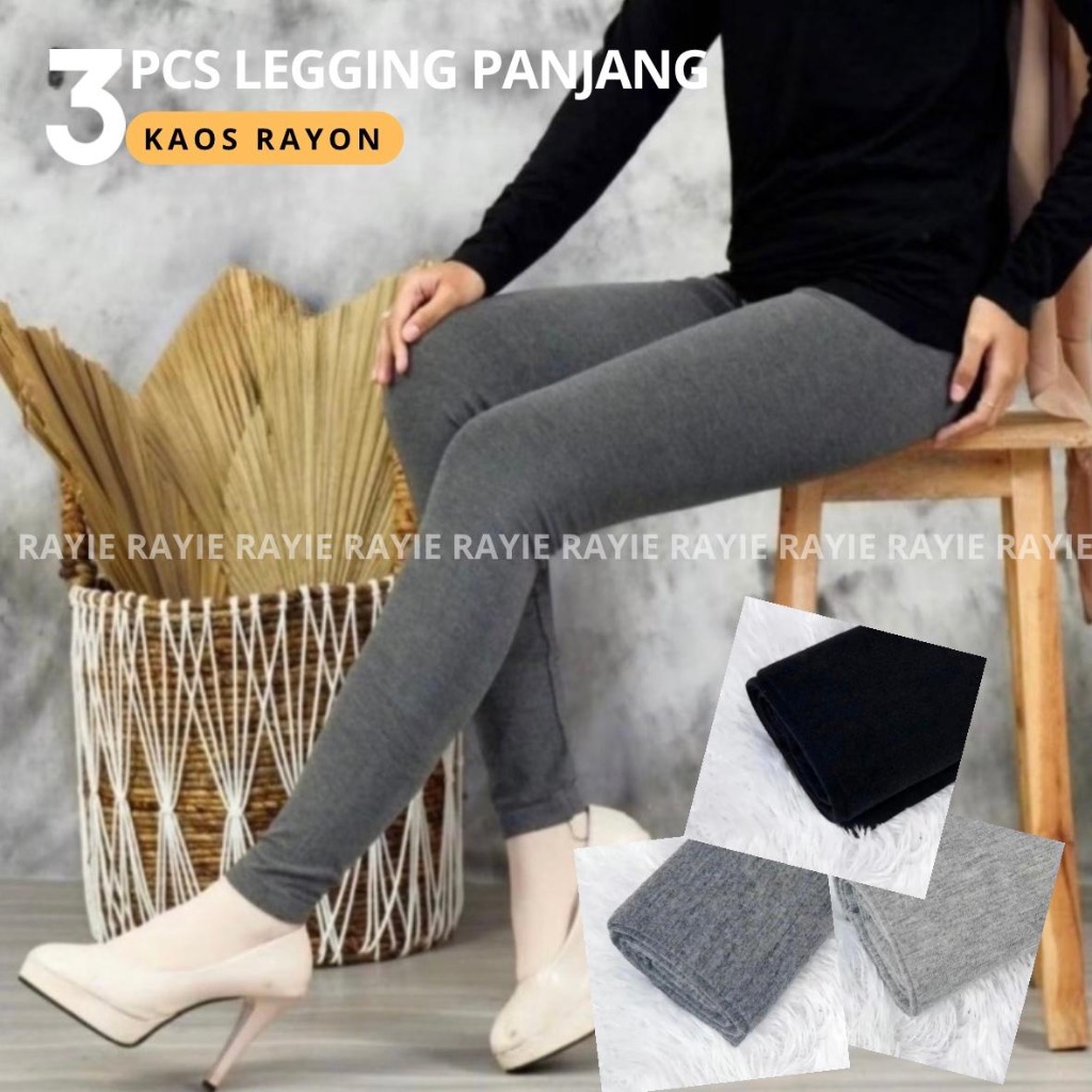 3 PCS WOMEN'S PLAIN LEGGINGS, SOFT RAYON ADULT MATERIAL | Shopee ...
