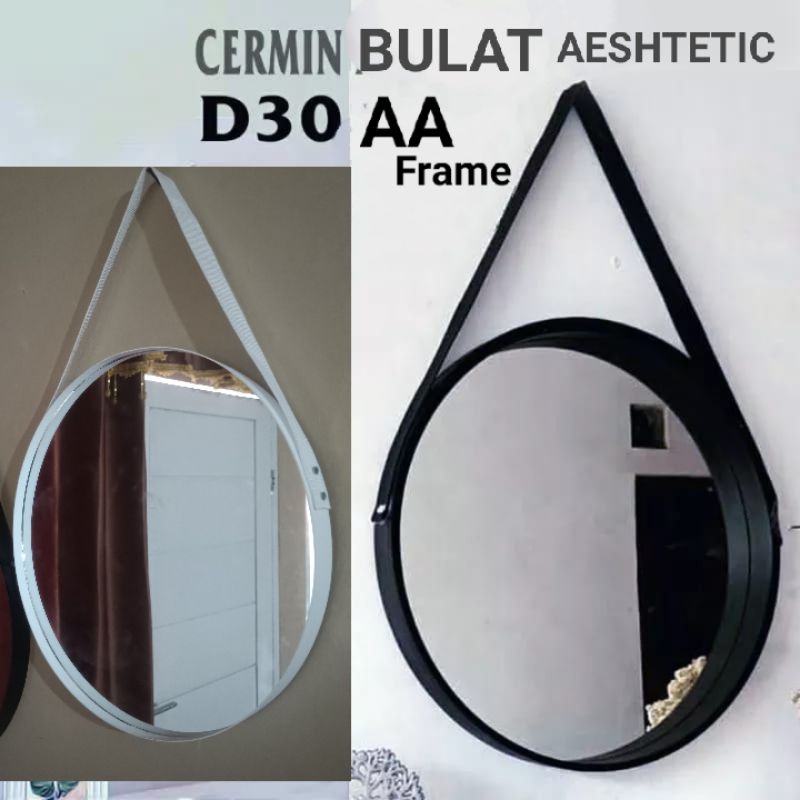 KAYU [FREE Wood PACKING] Aesthetic Round Mirror / Frameless Hanging ...