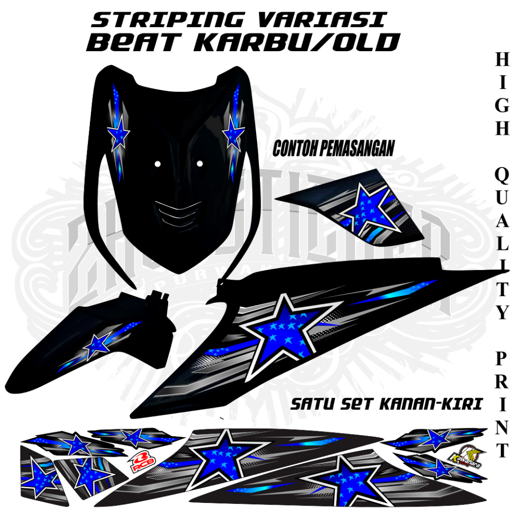 Honda beat Karbu old striping variation stickers, variations of diesel ...