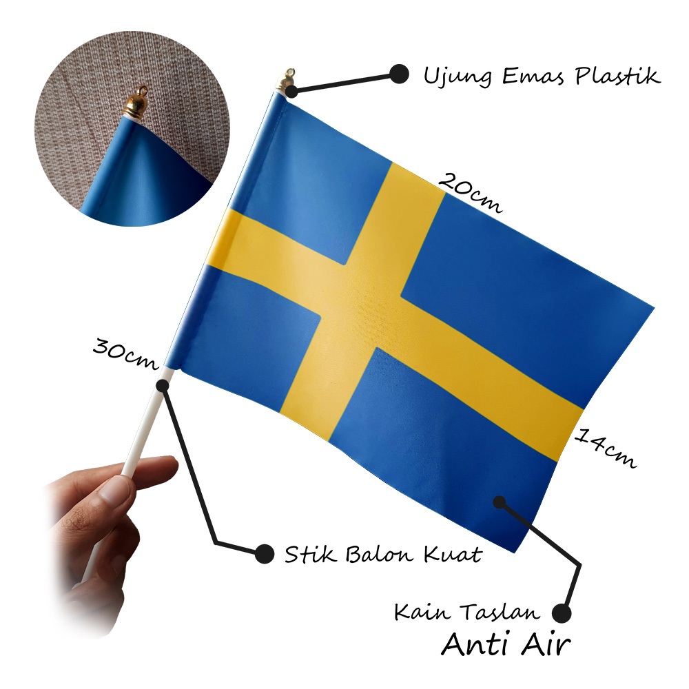 Nazhifa Printing - Swedish Sweden Country Hand Flag - Small Parade ...