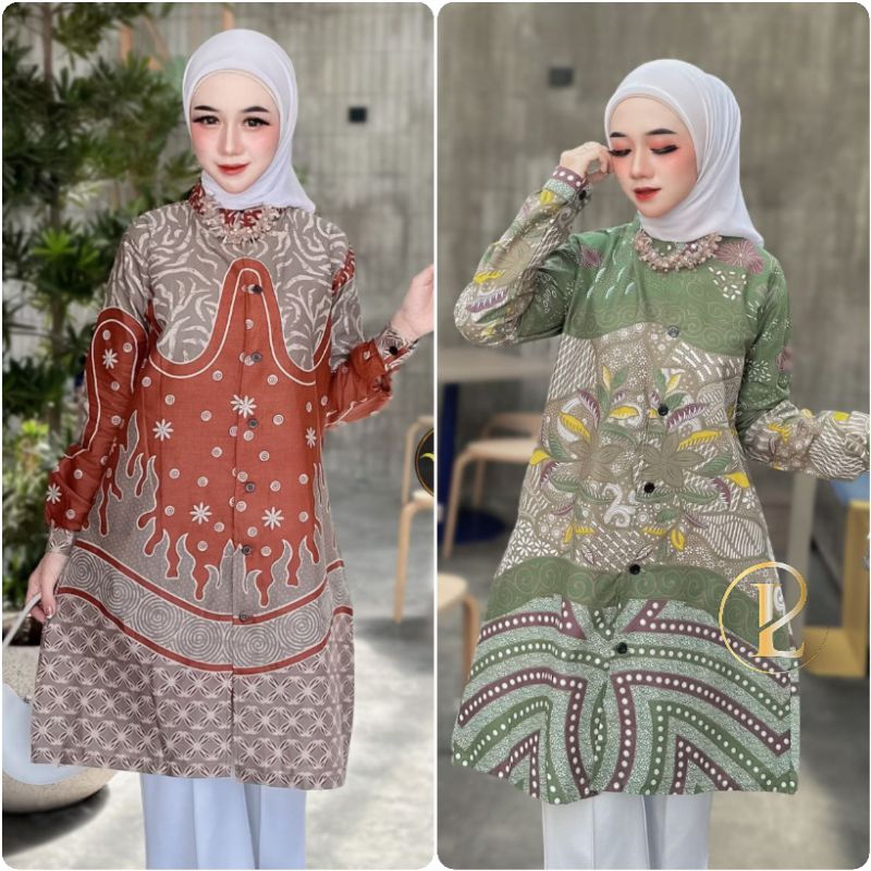 KATUN Office Uniform Premium Batik Tunic | Batik Tunic Top | Modern ...