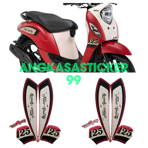 MERAH 2021 yamaha fino sporty red motorbike body striping sticker ...