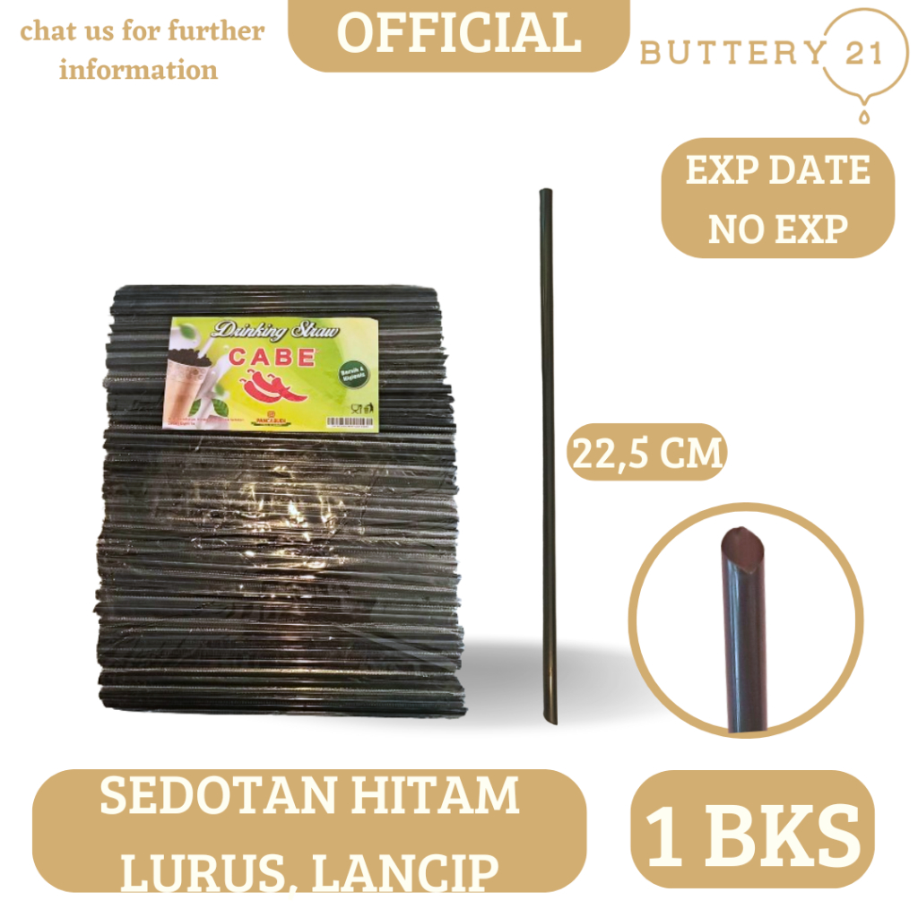 HITAM Long BLACK STRAW STRAIGHT 22,5 CM/ICE PICKET/STERIL PLASTIC ...