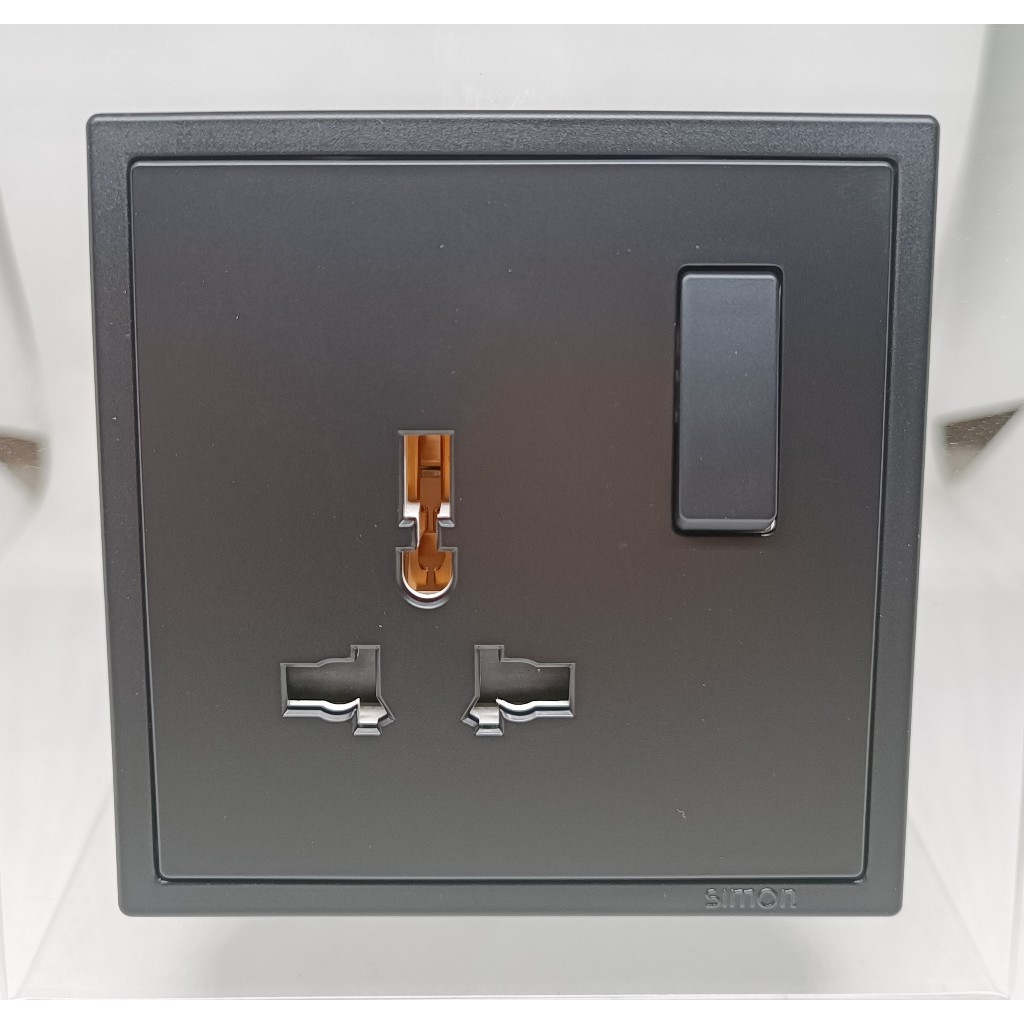 SIMON I7 BLACK DOFF MATT BLACK UNIVERSAL SOCKET W/ SWITCH | Shopee ...