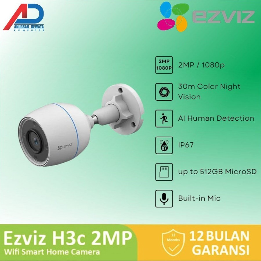 EZVIZ H3C 2MP COLOR NIGHT VISION WIRELESS CAMERA OUTDOOR | Shopee ...