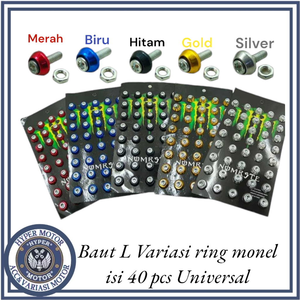 L Bolts + Monel Ring MONSTER ENERGY Variation contains 40 pcs Universal ...