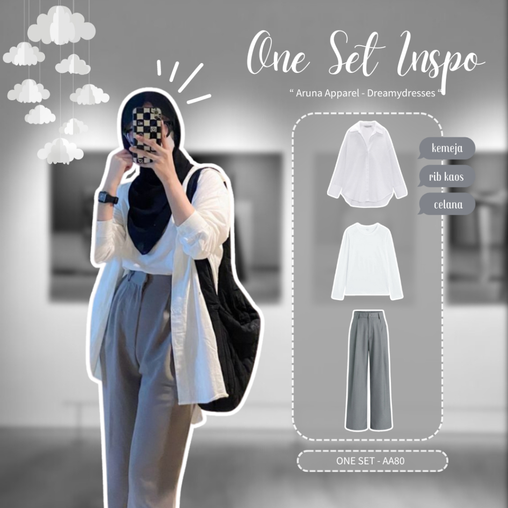 3in1 One Set Inspo Hijab Girl Set for Women Contemporary Campus Hanging ...