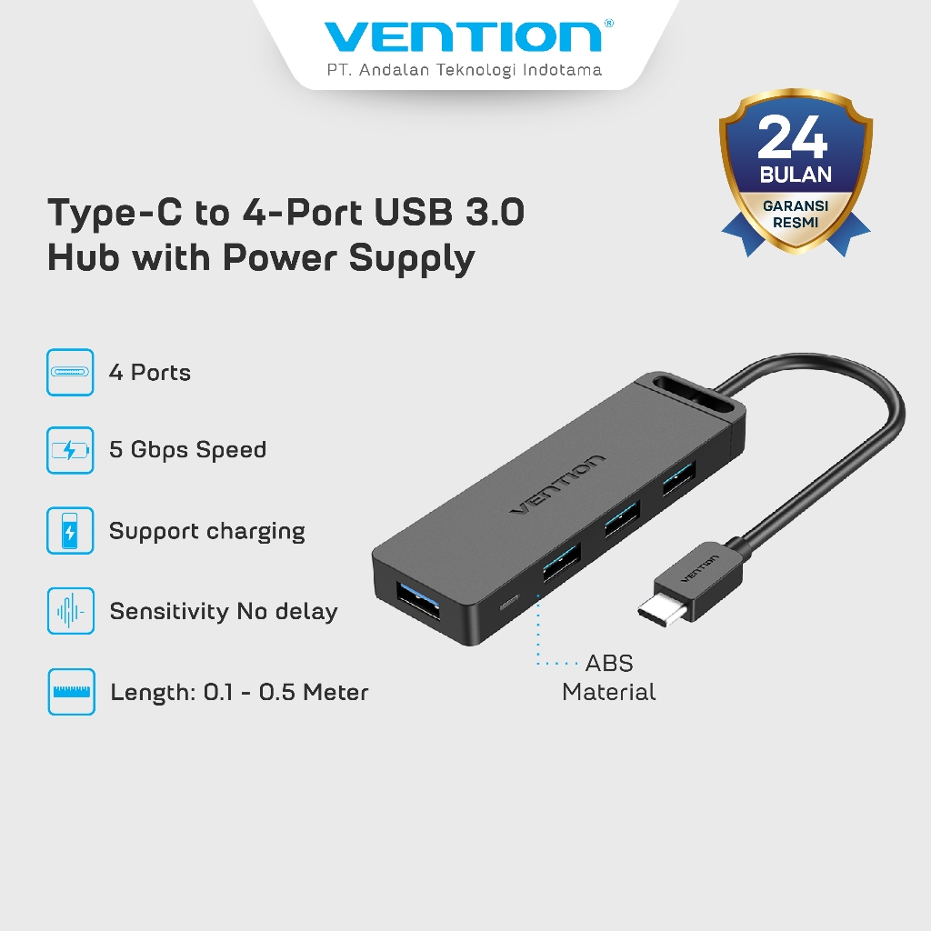 Vention Hub Type C 4 Port USB 3.0 With Power Supply - TGK | Shopee ...
