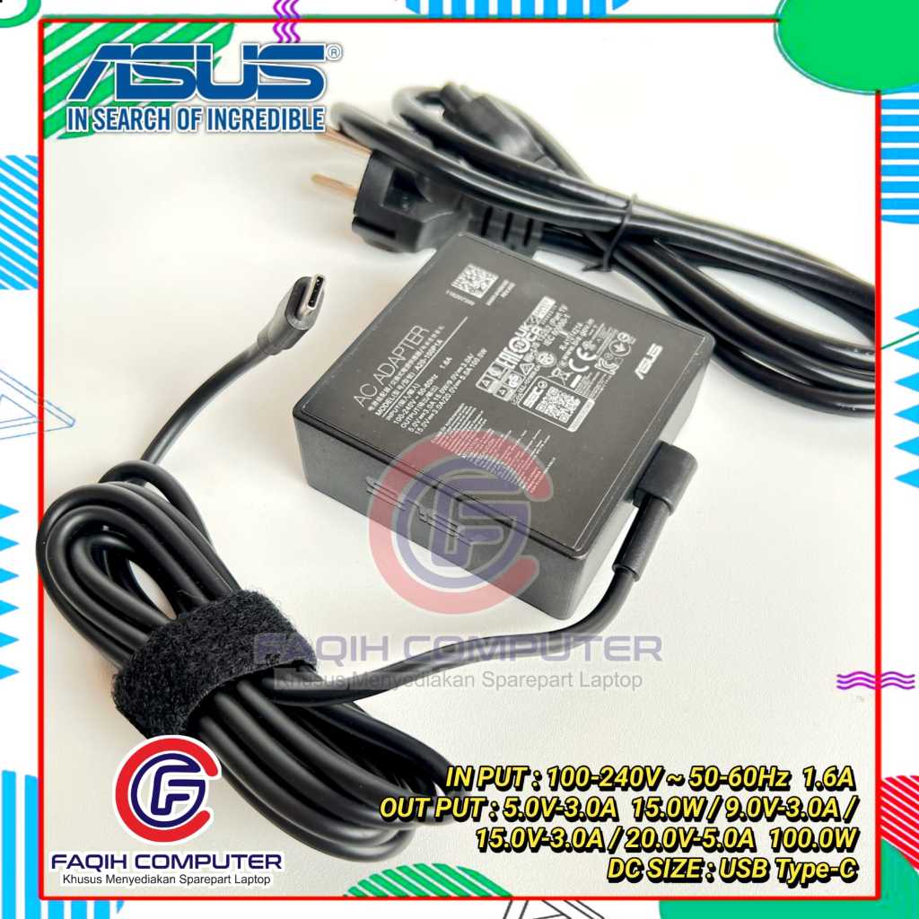 Asus ROG Flow X13 Z13 GV301 GZ301 100Watt Laptop Charger Adapter ORI ...