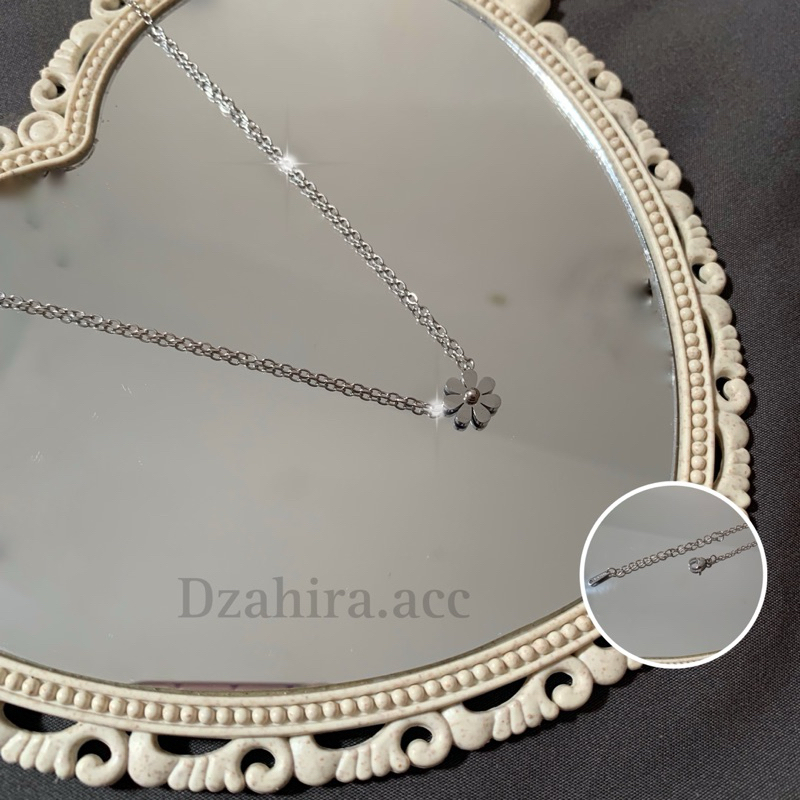 Silver TITANIUM Flower Necklace ANTI Rust And ANTI-Fade | Shopee ...