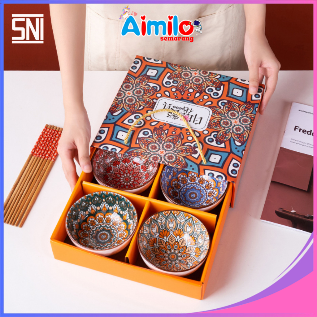 Package of 4 SNI Ceramic Bowls - 4 Pcs Hampers Bowl Set - Aesthetic ...