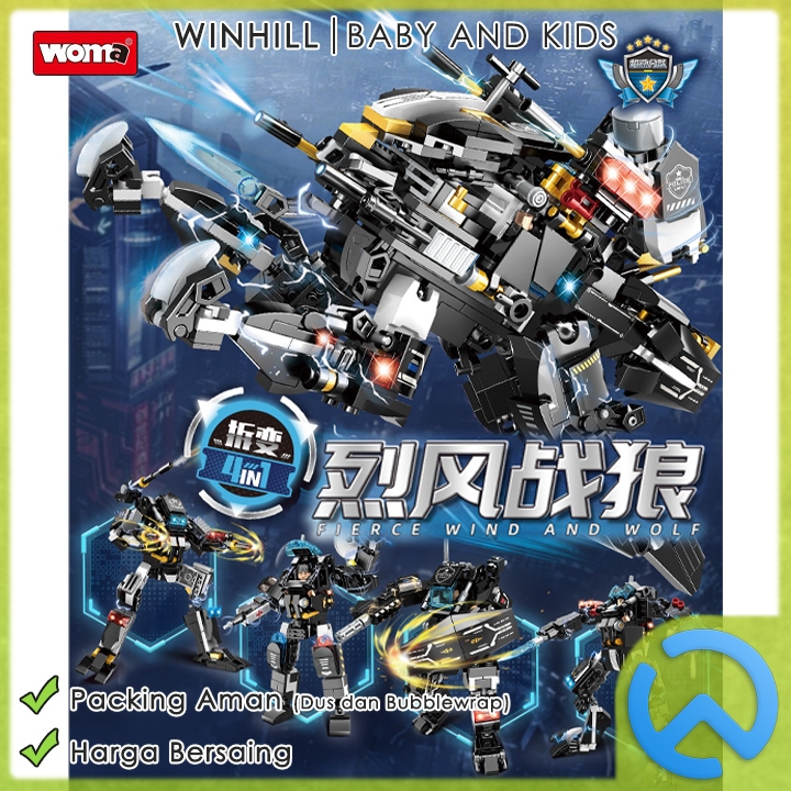 1 Pc Toy Bricks/ Blocks SWAT Corps Fierce Wind and Wolf Mech 4 in 1 ...