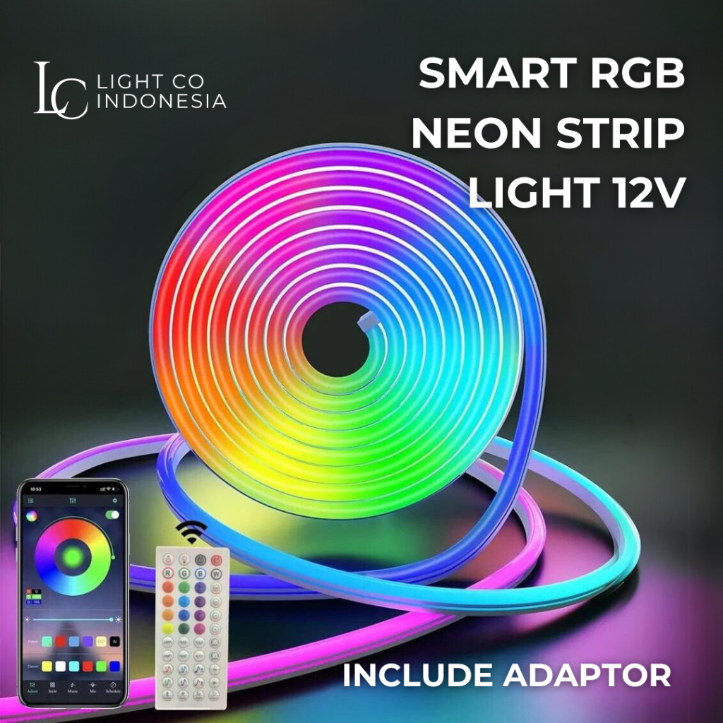 [LIGHT CO INDONESIA] 12V RGB NEON FLEX LED LIGHT 5M RUNING MODE REMOTE ...