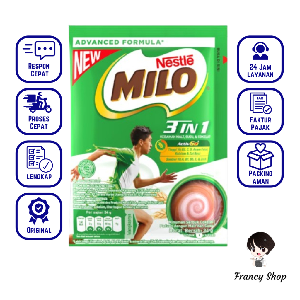 Nestle Milo 3in1 Activ Go Sachet 34 gr | Shopee Philippines