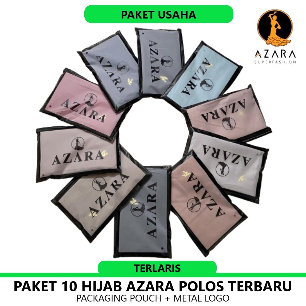 Package of 10 Rectangular Hijabs Voal Azara Oskara Plain Packing Pouch ...