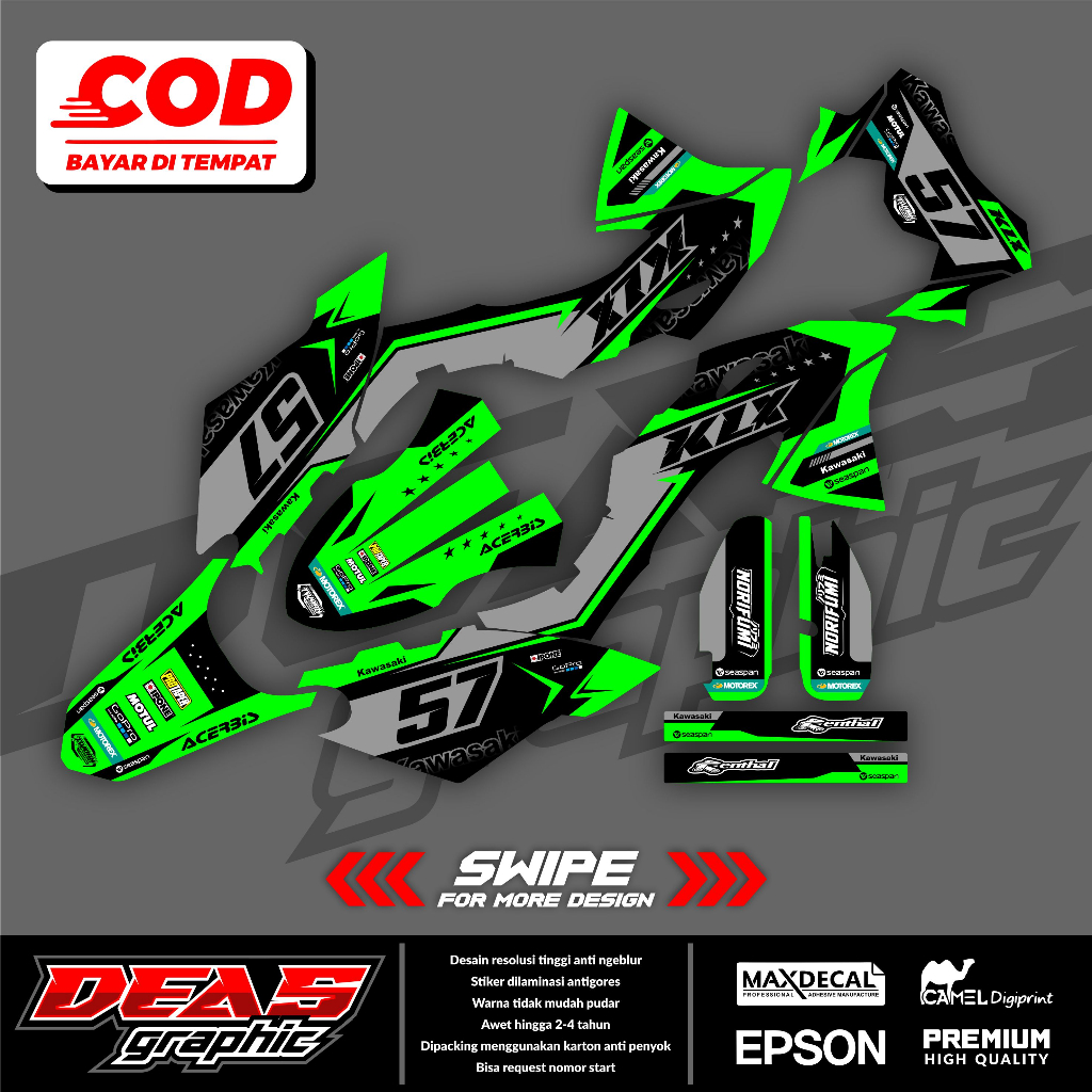Decal KLX BF - KLX BF - KLX G - KLX SE Graphic 017 - STICKER DECAL ...
