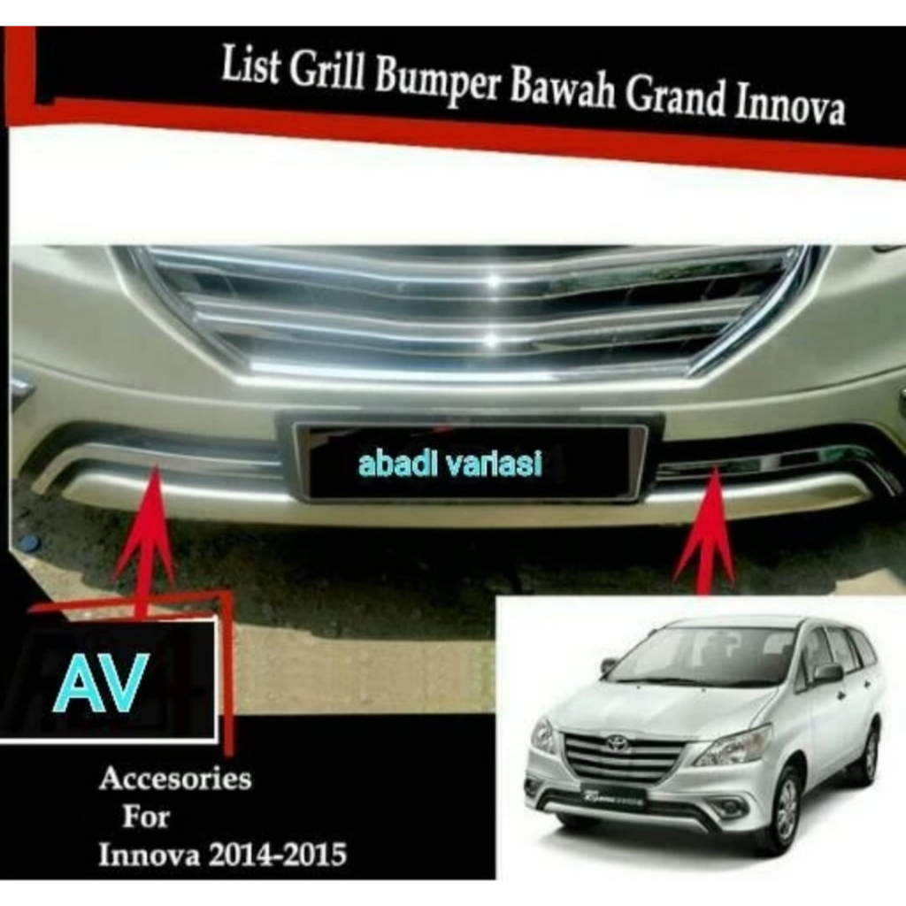 List Of Grand Innova 2014-2015 Chrome Lower Bumper Grill Trim | Shopee ...