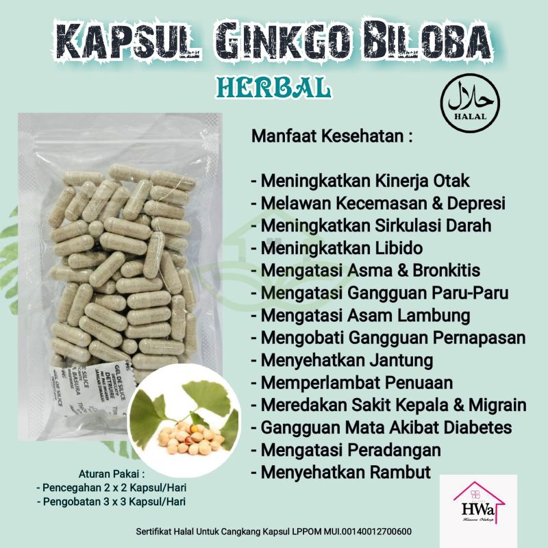 Ginkgo BILOBA | Gingko Biloba contains 100 Herbal Bulk Capsules to ...