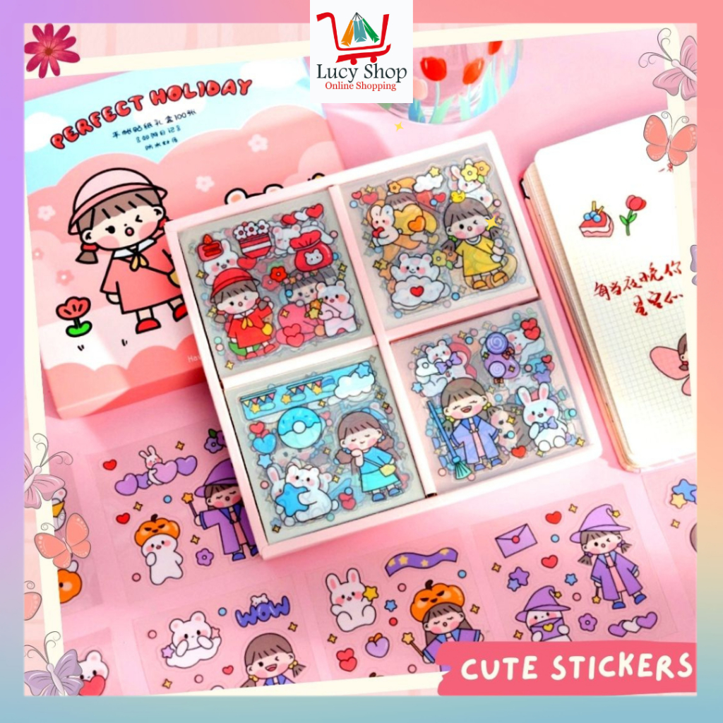 Cute 2D Sticker Planner Scrapbook Cute Aesthetic Sticker Waterproof DIY ...