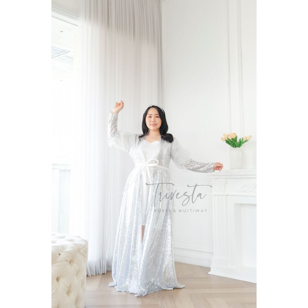 Trivesta Robes - [Big Size] Fleur Sequins Silver Robe - Enchanted ...