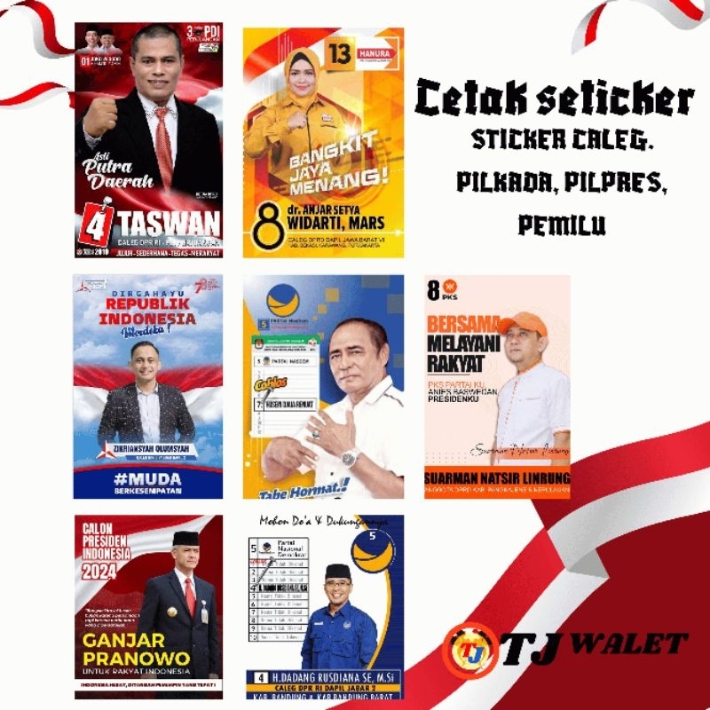 Print Campaign Party Caleg Sticker - Presidential Election Sticker ...