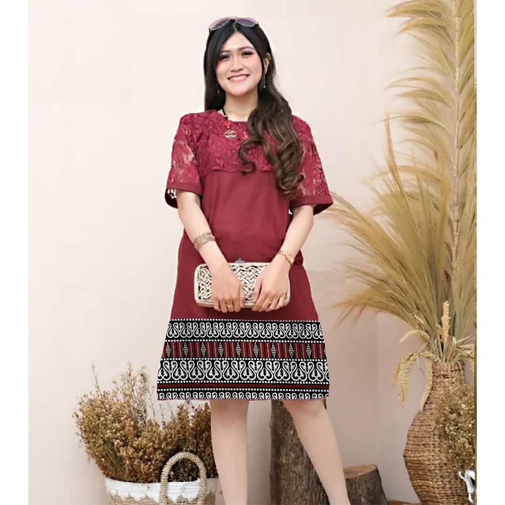 Angelaco | Women's Batak Batik Dress | Women's Ethnic Batik with Gorga ...