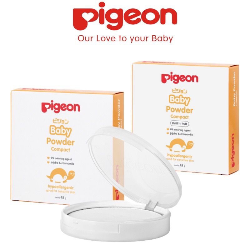 Pigeon Baby Compact Powder Cake Set Refill+ Puff 45GR 45GR Baby Powder ...